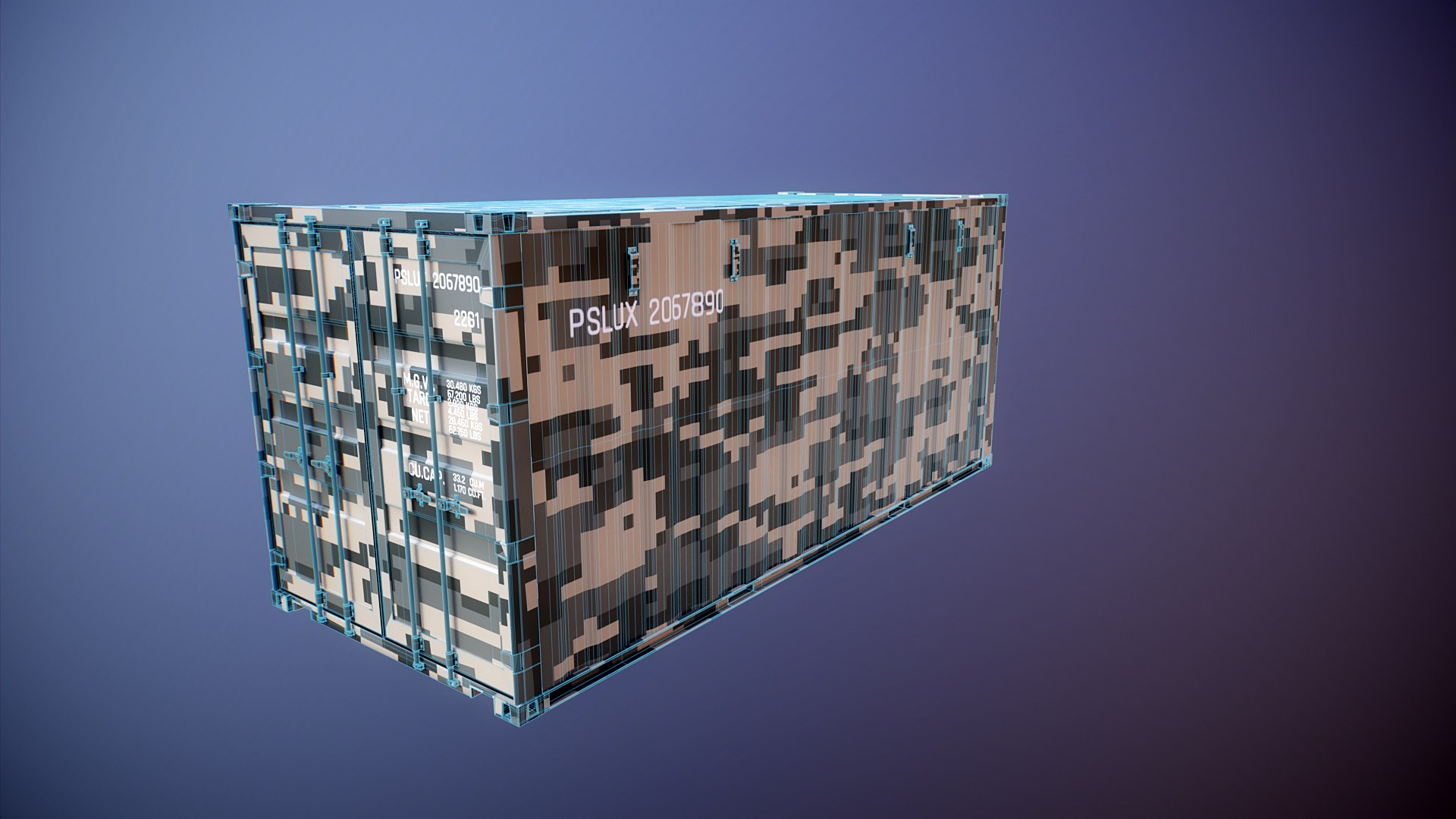 Military Intermodal Shipping Container 20-foot-long 3D Model ...