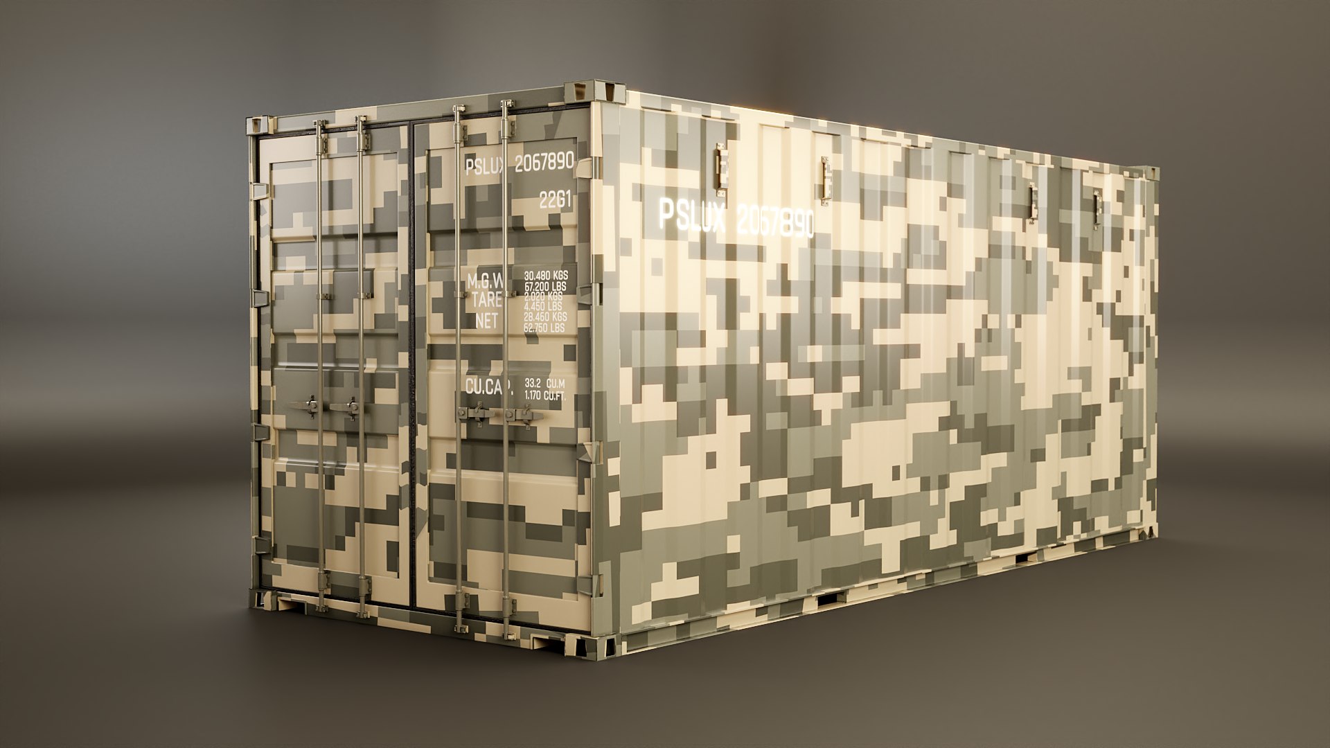 Military Intermodal Shipping Container 20-foot-long 3D Model ...