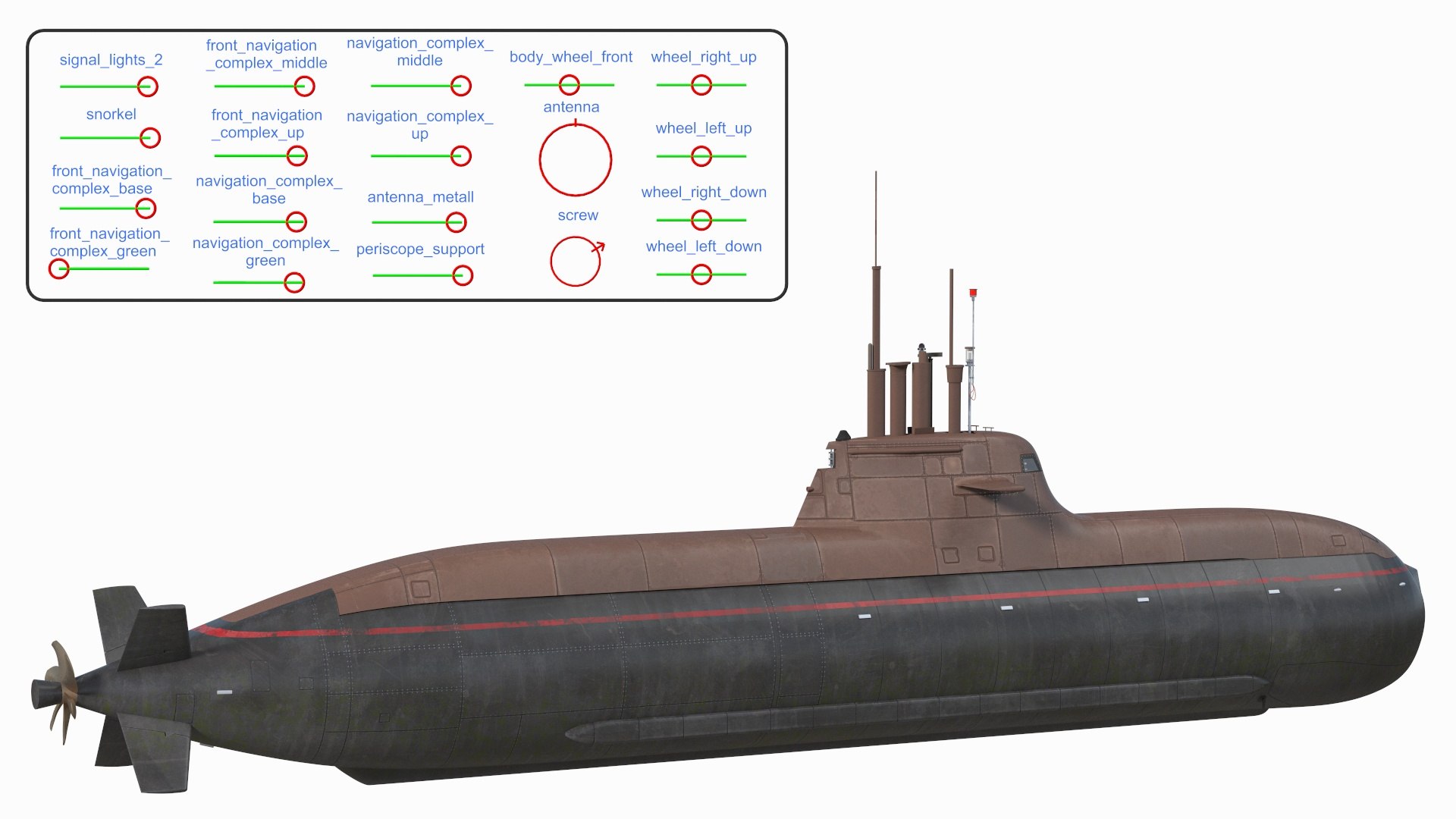 3D Model Submarine HDW Class 212A Dry Rigged - TurboSquid 2073172