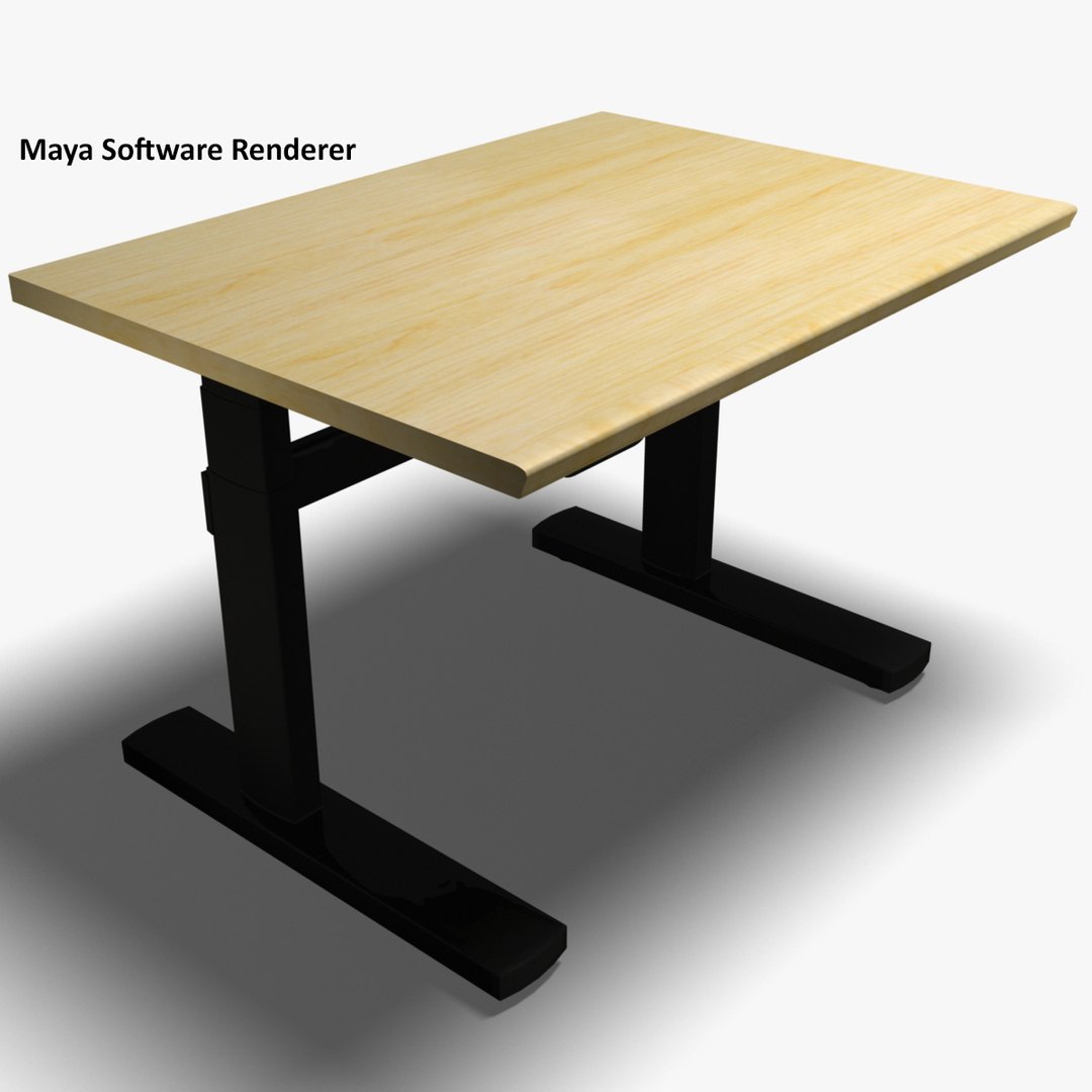 3d Office Wood Desk Adjustable-height Model