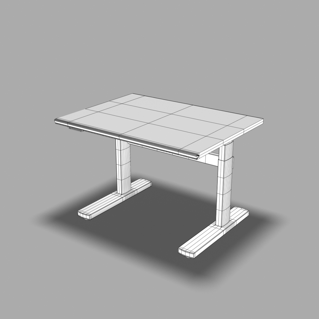 3d Office Wood Desk Adjustable-height Model