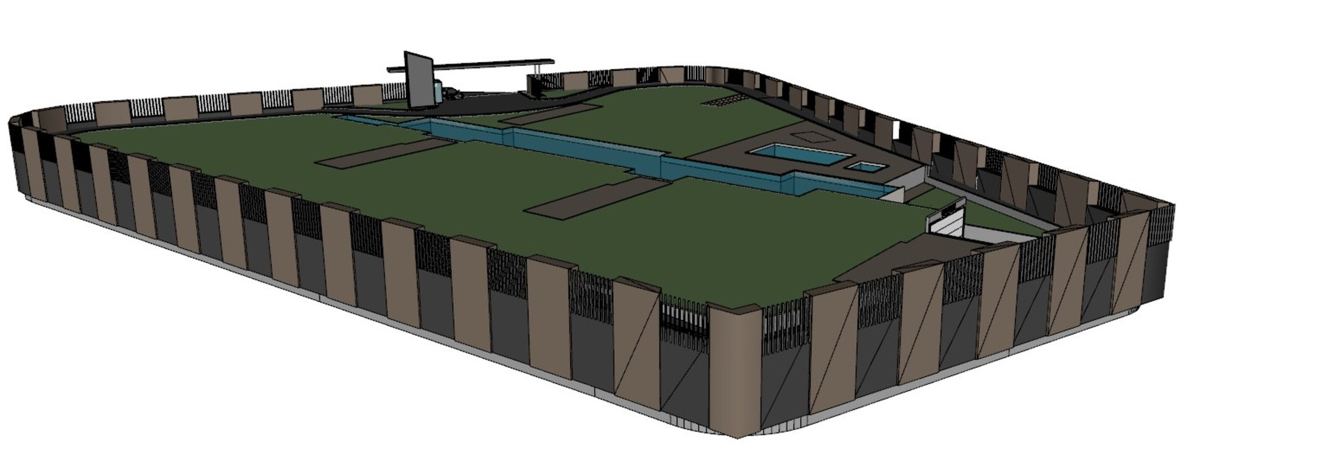 Modern Entrance Or Gate And Fence Low-poly 3D Model - TurboSquid 1972692