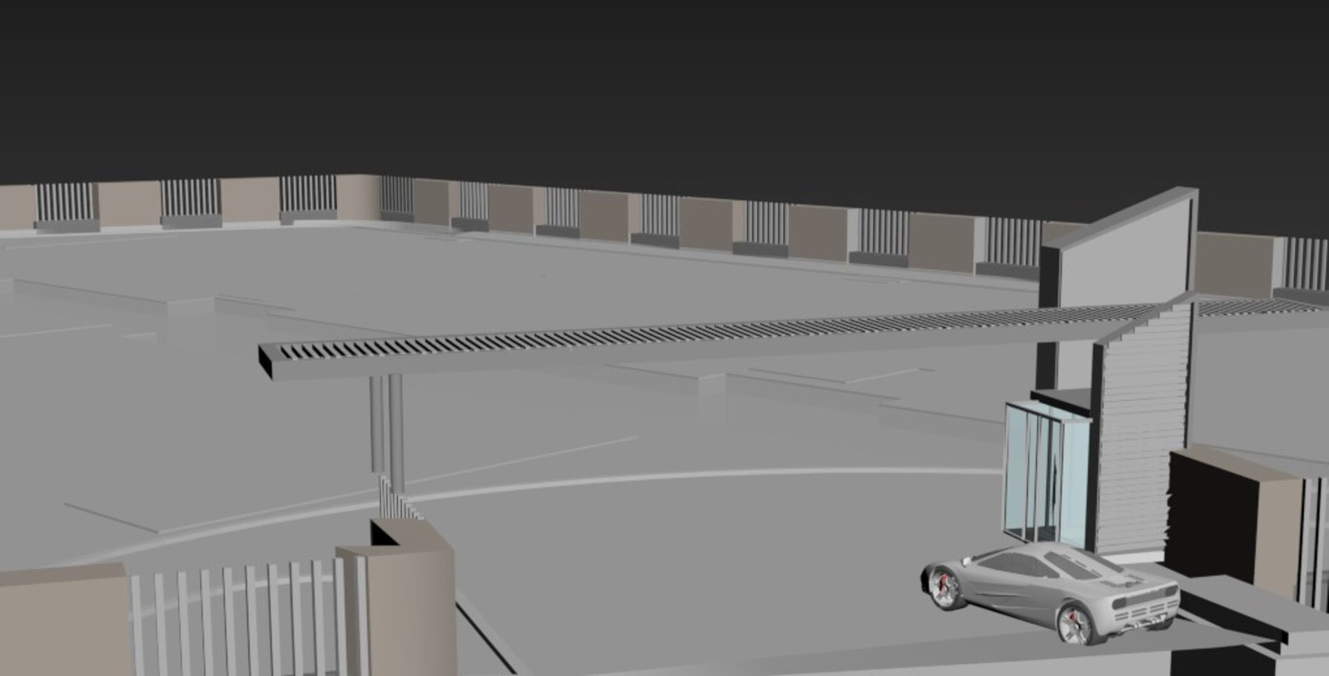 Modern Entrance Or Gate And Fence Low-poly 3D Model - TurboSquid 1972692