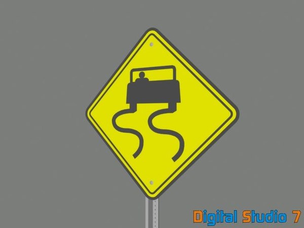 slippery road sign 3d model