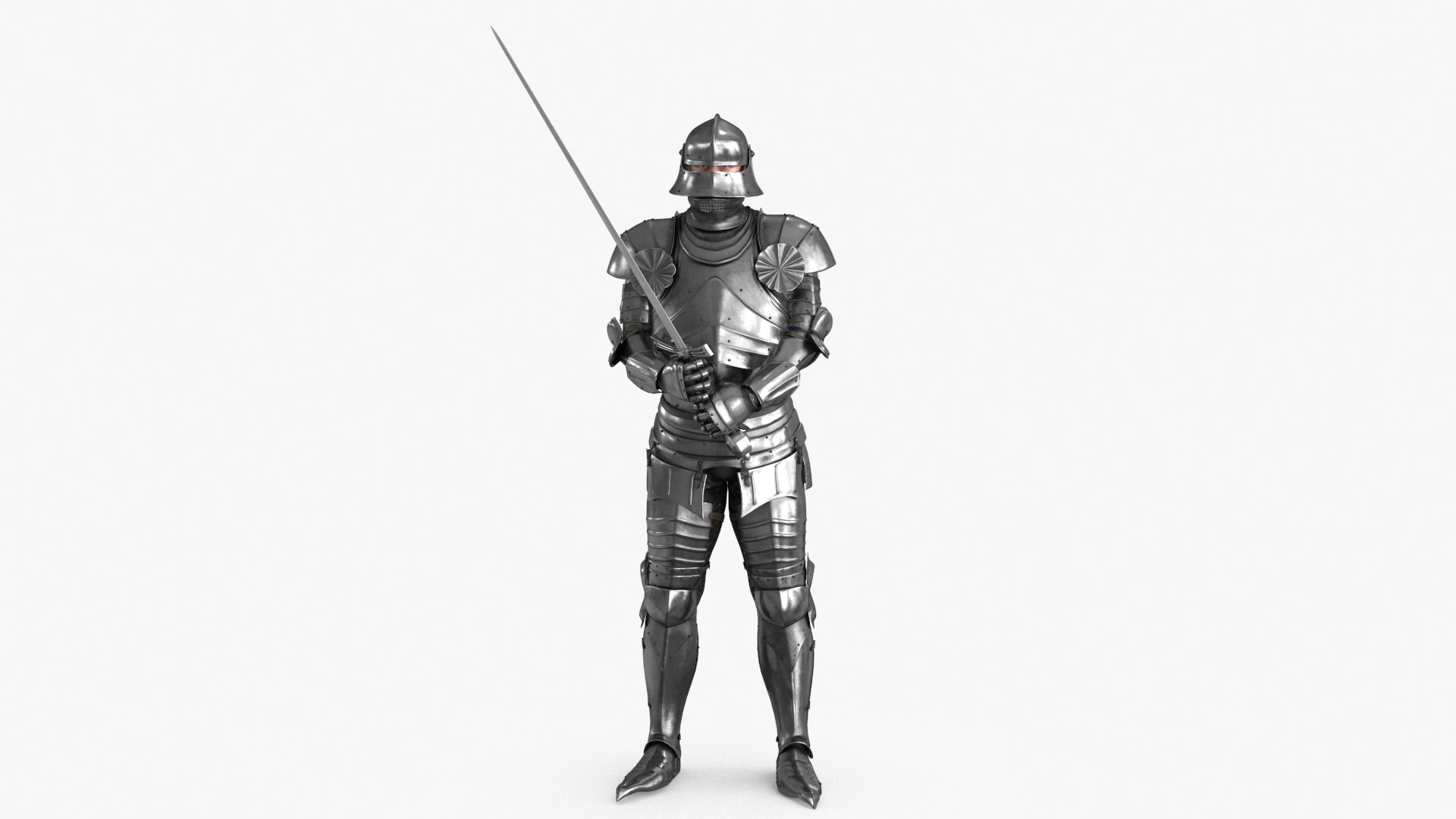 Medieval Knight Gothic Plate Armor Two-Handed Sword Pose1 3D Model ...