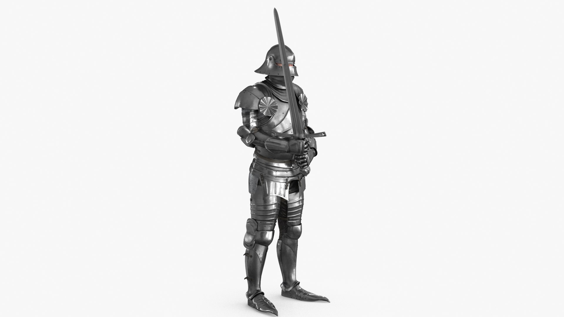 Medieval Knight Gothic Plate Armor Two-Handed Sword Pose1 3D Model ...