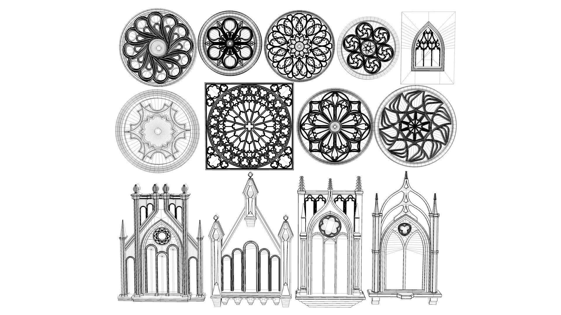 Big Gothic Window collection 3D model - TurboSquid 1867845