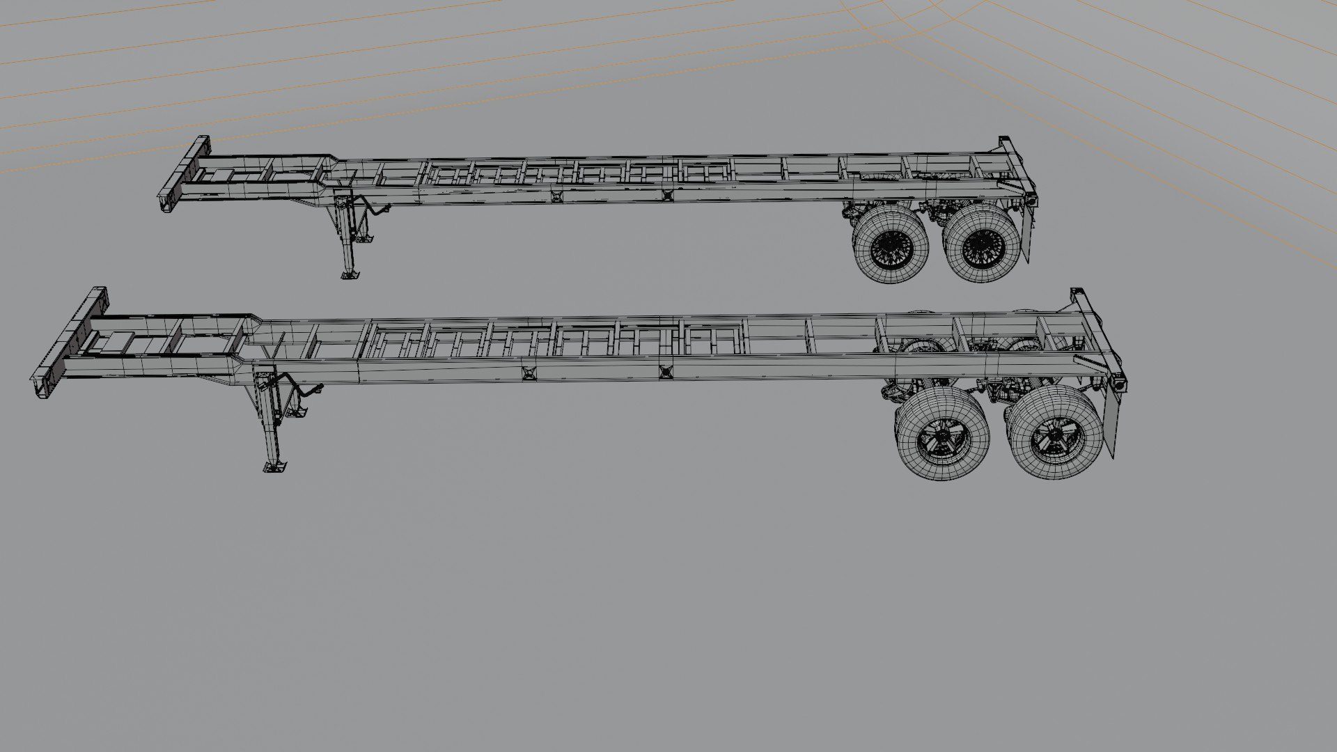 3D Model Shipping Container Trailer For 40 And 45 Foot Containers ...