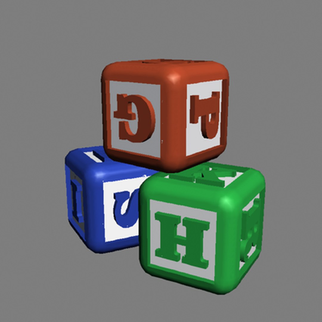 colored letter blocks 3d obj
