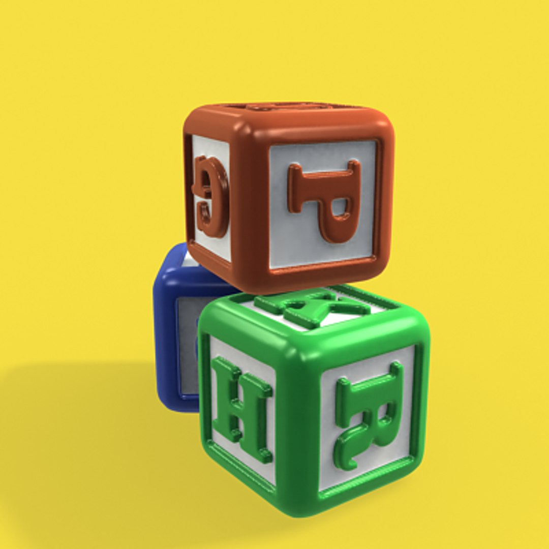 colored letter blocks 3d obj
