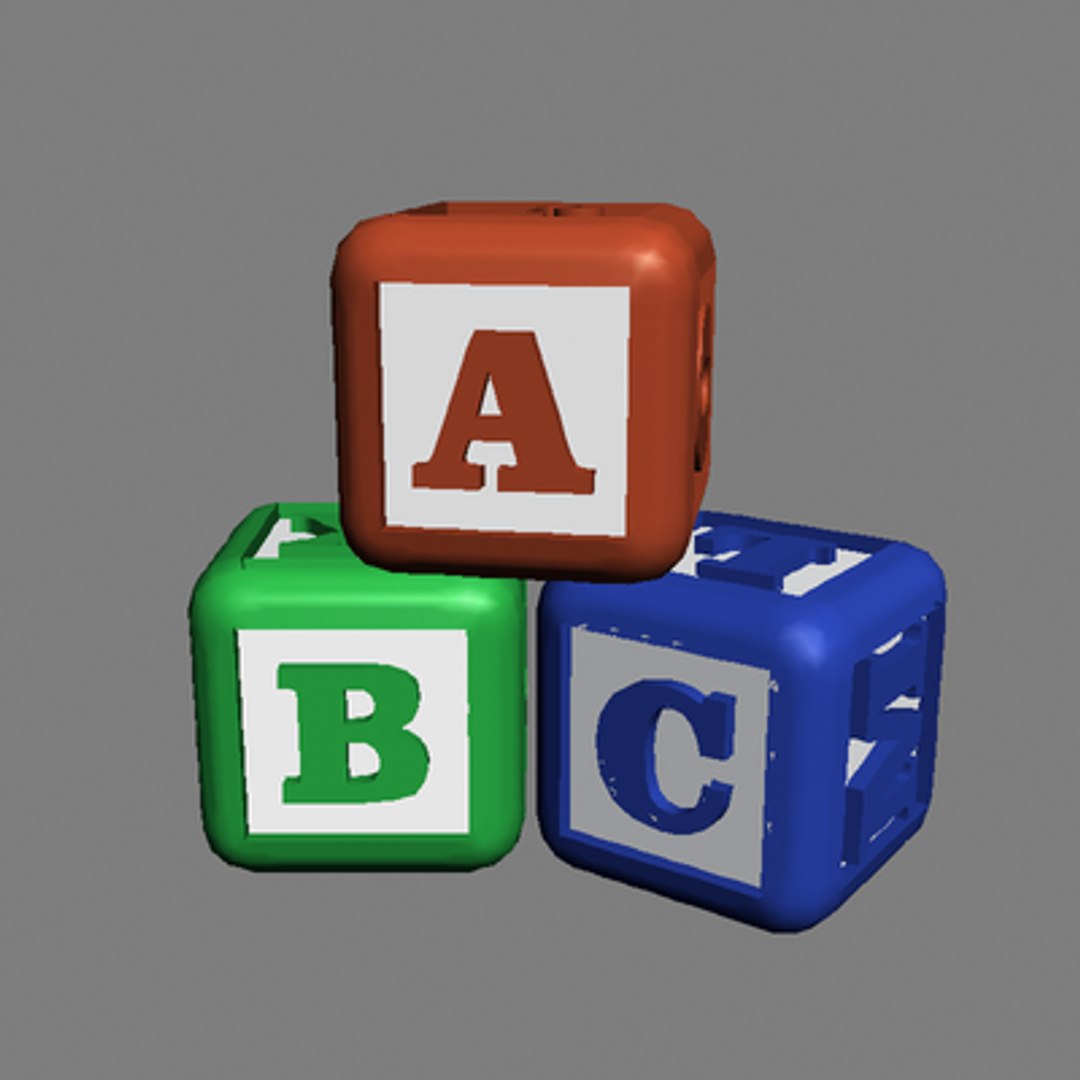 colored letter blocks 3d obj