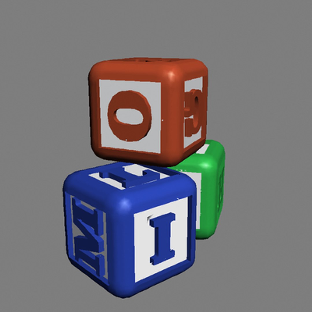colored letter blocks 3d obj