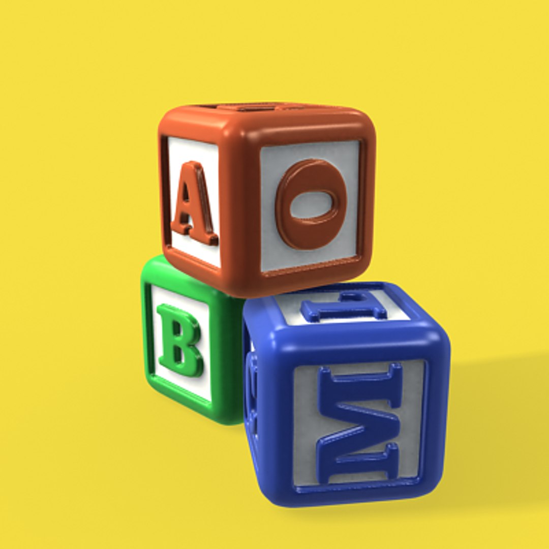colored letter blocks 3d obj