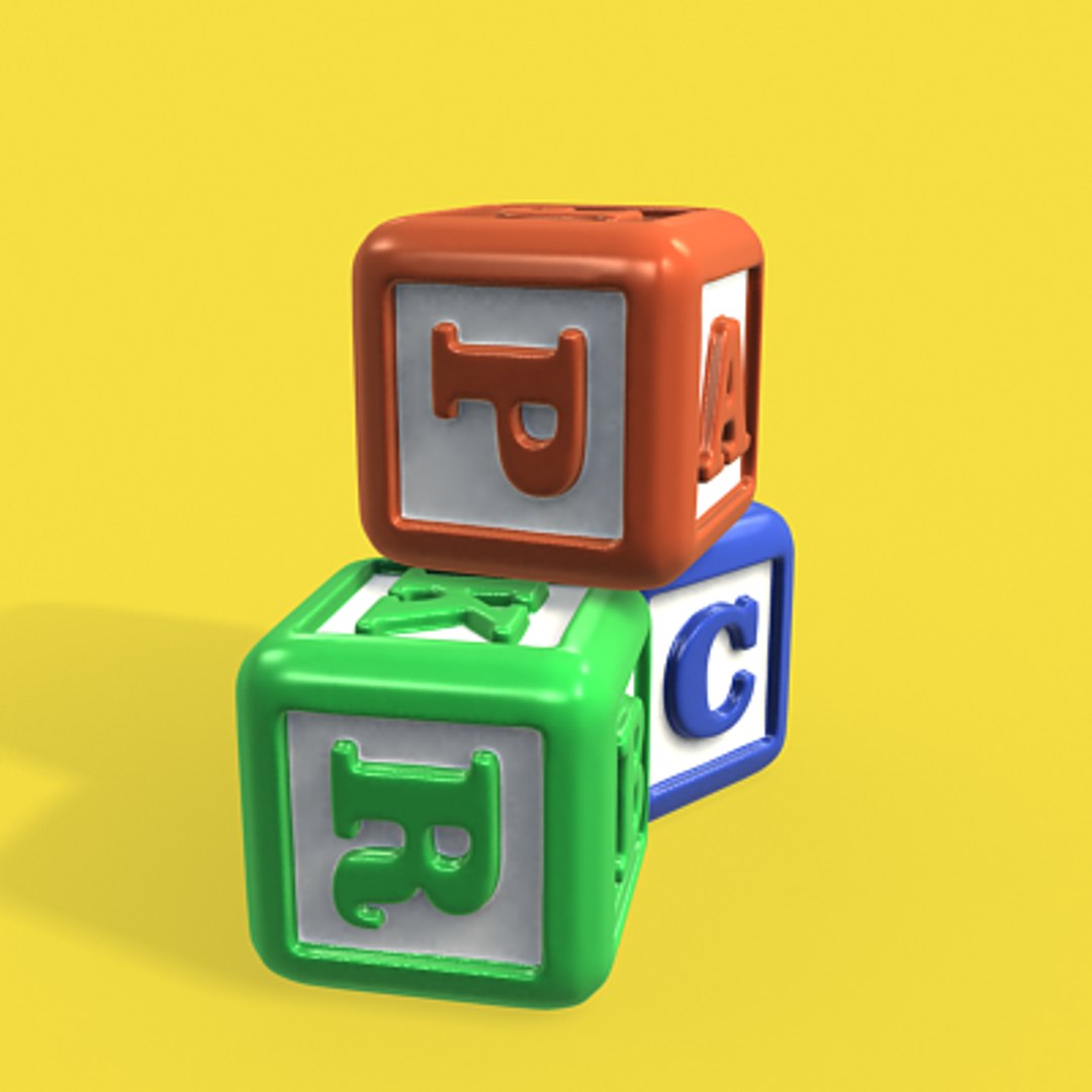 colored letter blocks 3d obj