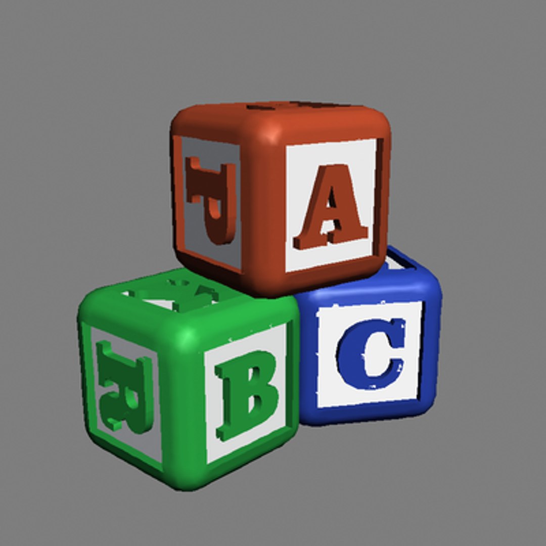 colored letter blocks 3d obj