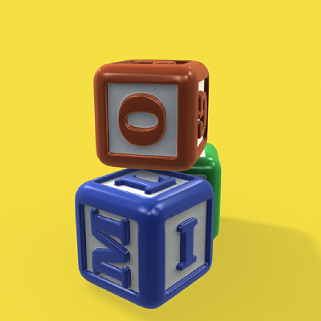 colored letter blocks 3d obj