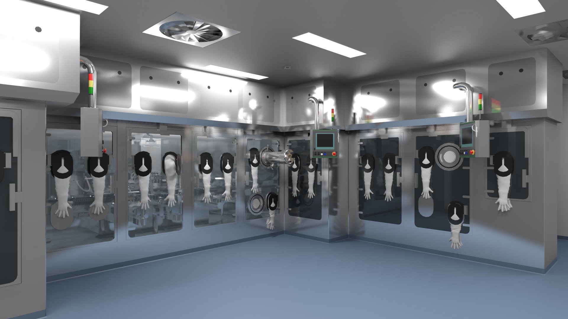 3D Pharmaceutical Isolator Filling Line - TurboSquid 1547715