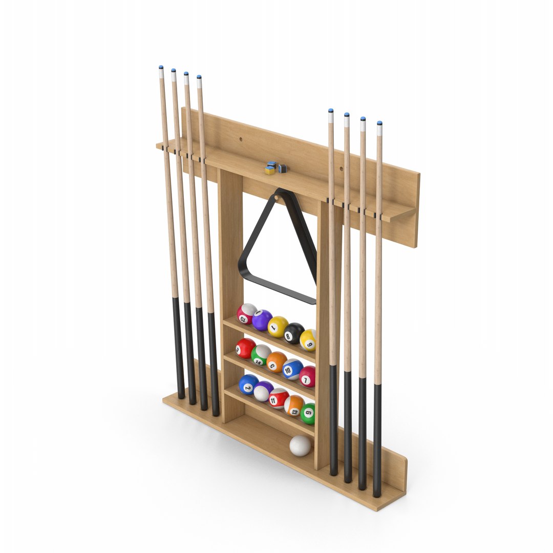 3D Wooden Billiard Cue Rack Set Model - TurboSquid 2188294