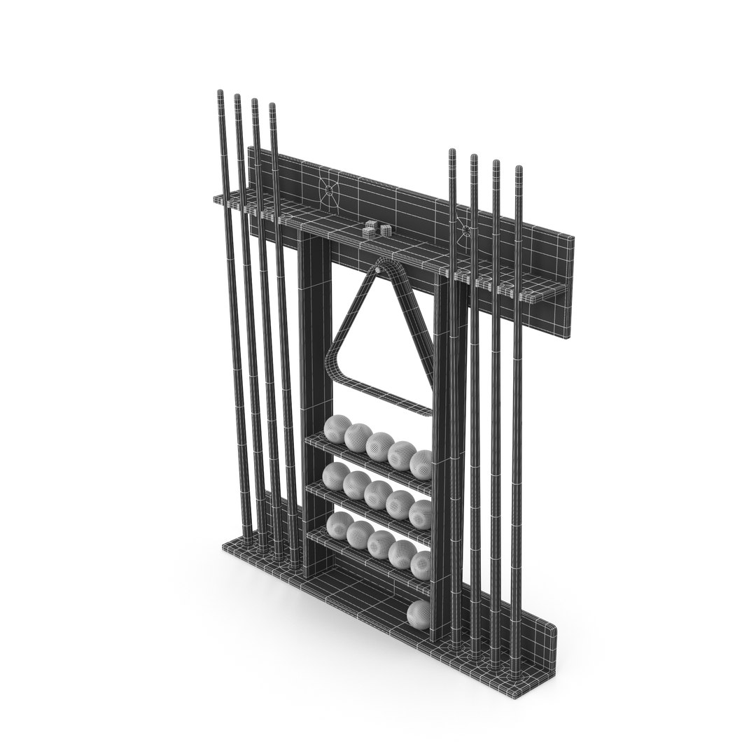3D Wooden Billiard Cue Rack Set Model - TurboSquid 2188294