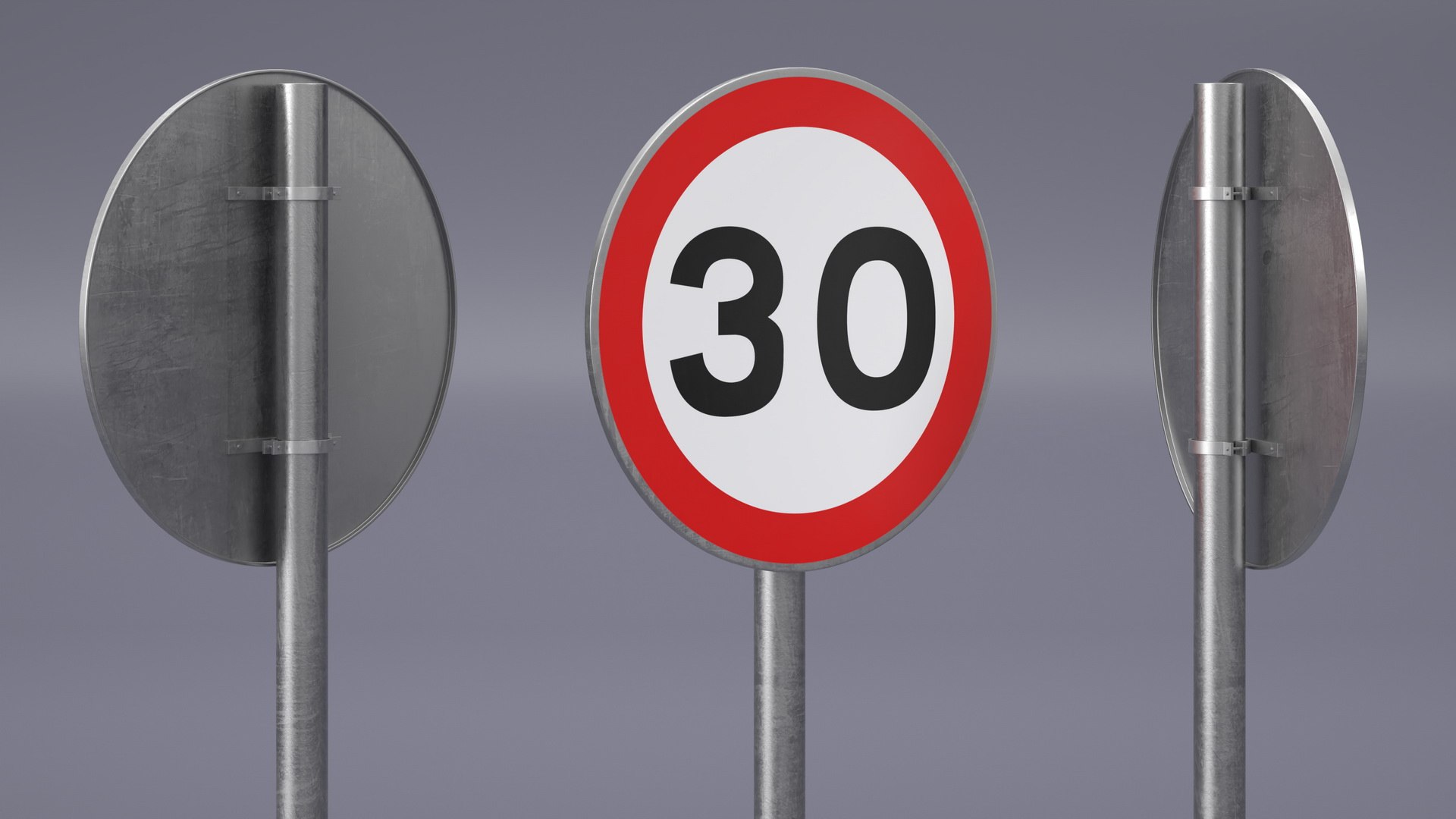 Road Sign Maximum Speed 30 Model - TurboSquid 2211856