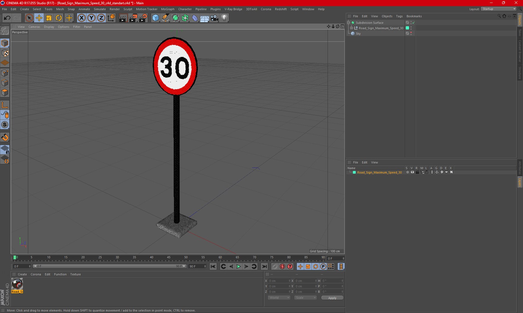 Road Sign Maximum Speed 30 Model - TurboSquid 2211856