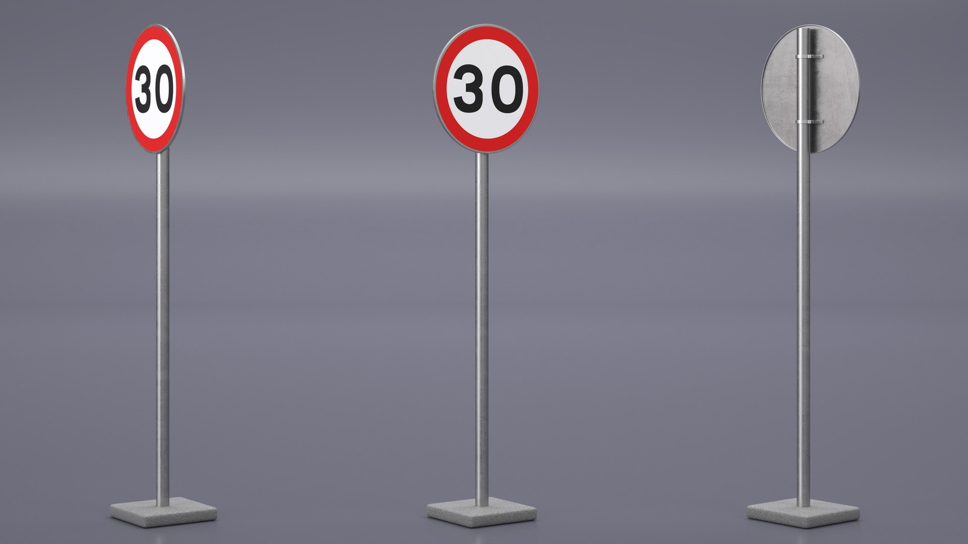 Road Sign Maximum Speed 30 Model - TurboSquid 2211856