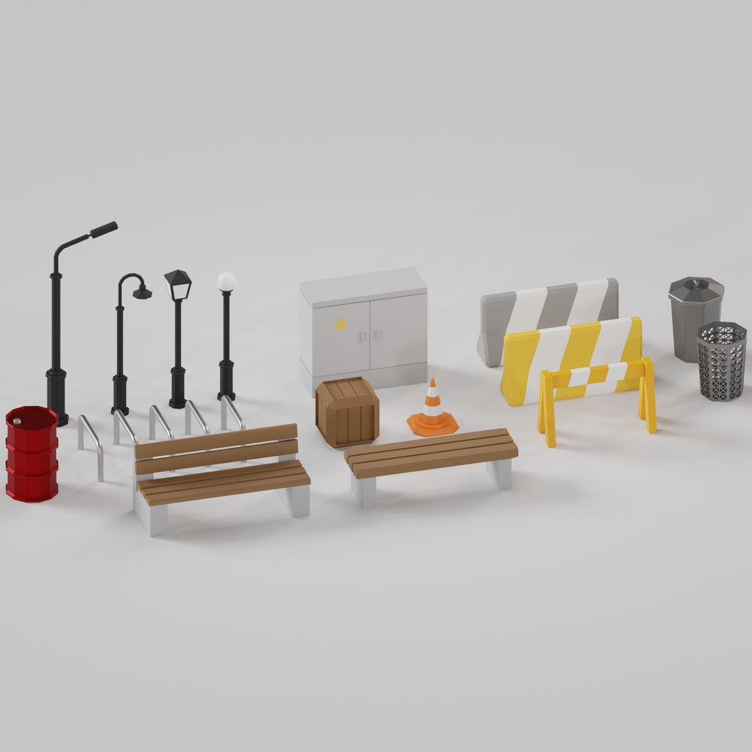 3D Street Assets Pack - TurboSquid 2144935