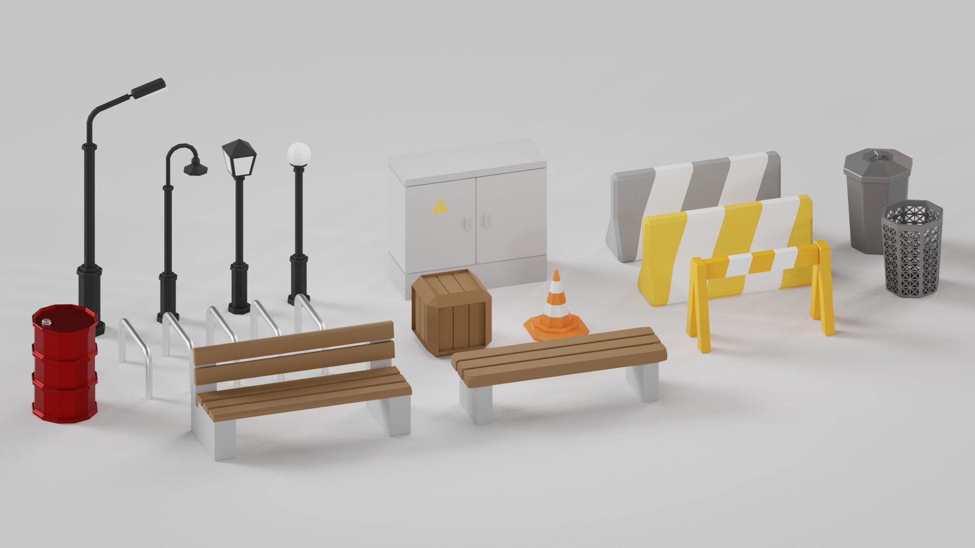 3D Street Assets Pack - TurboSquid 2144935