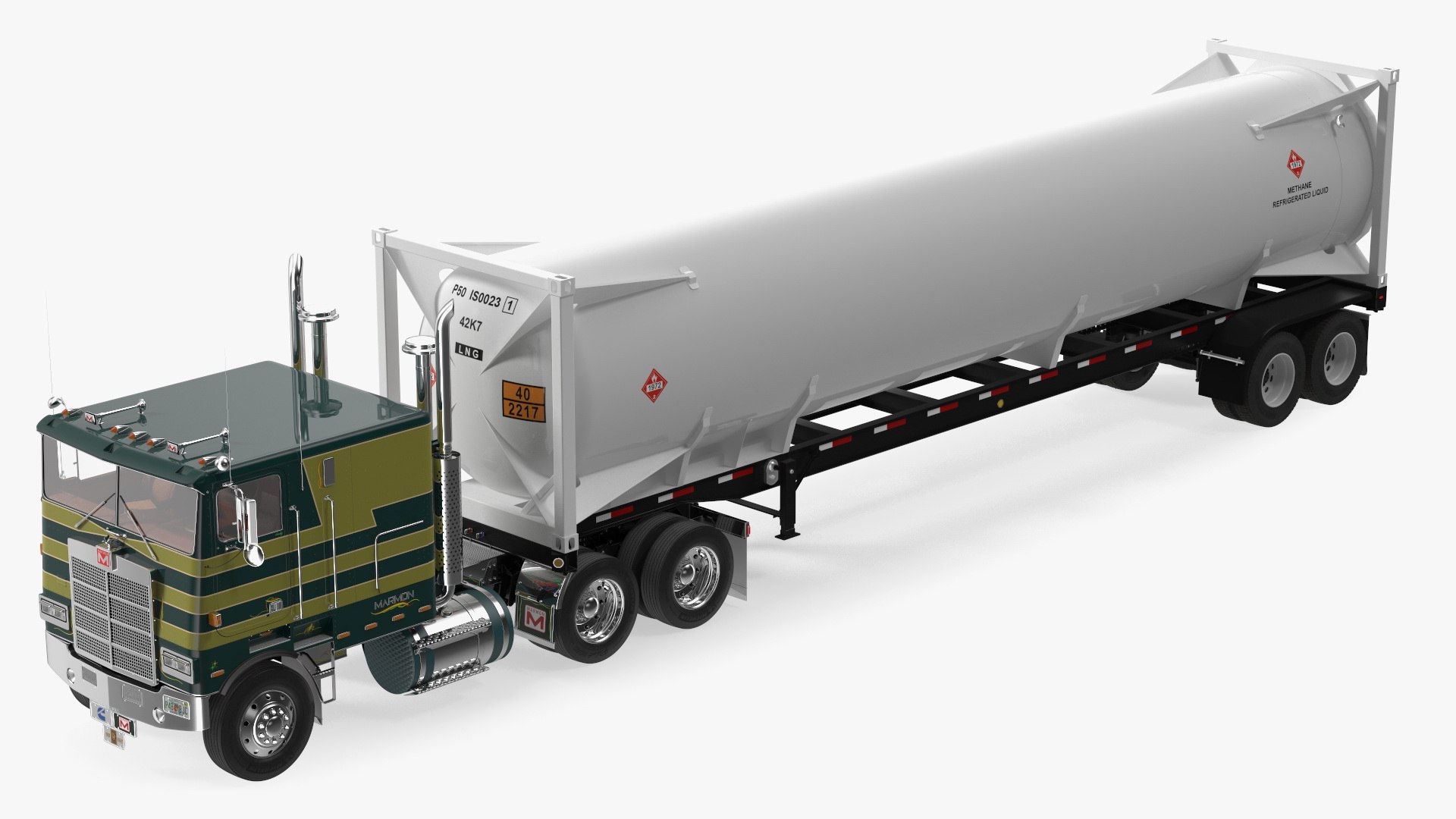 Marmon Truck with LNG Semi Trailer Gas Tank Rigged 3D model ...