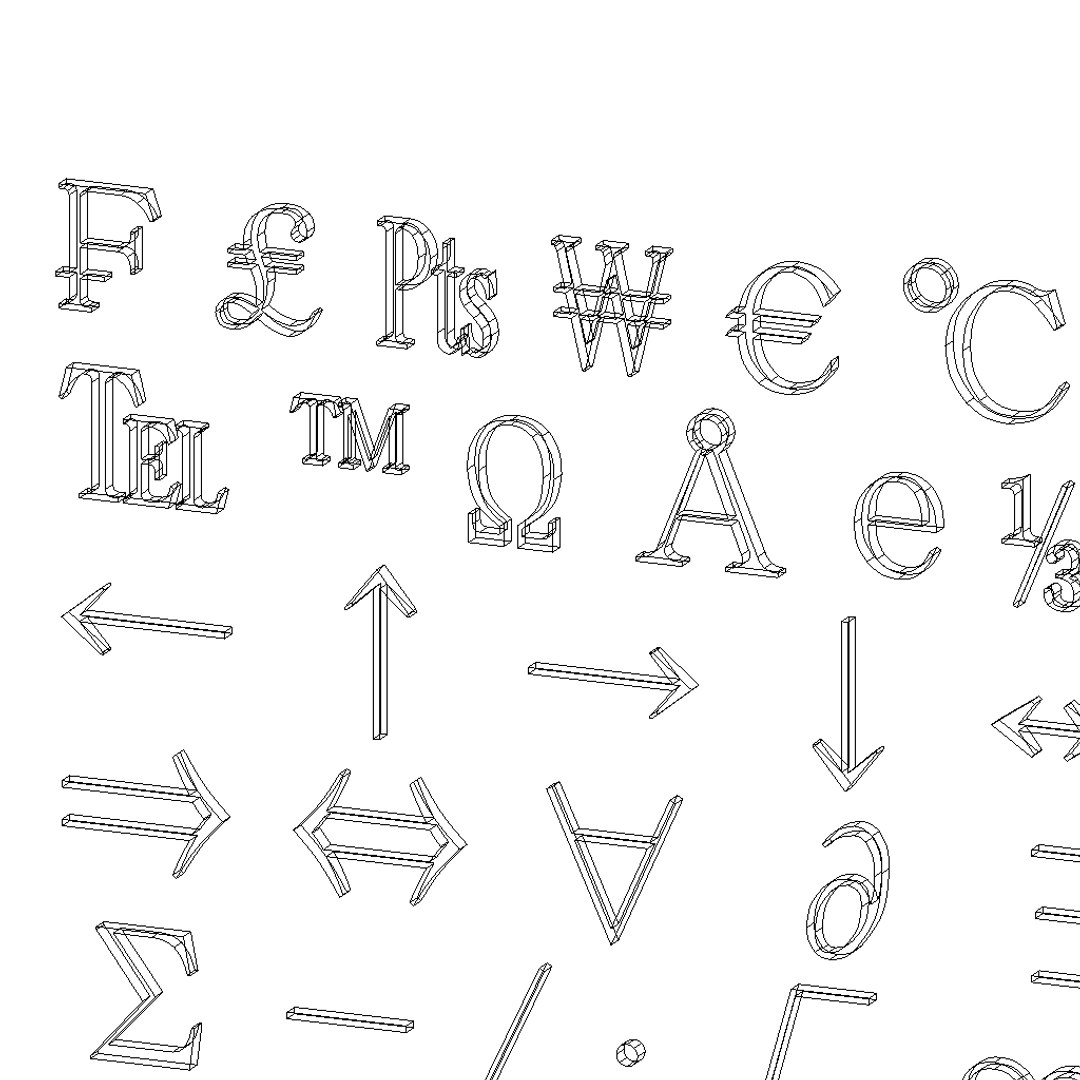 Symbols4 Ms Pmincho Font 3D Model - TurboSquid 1191690