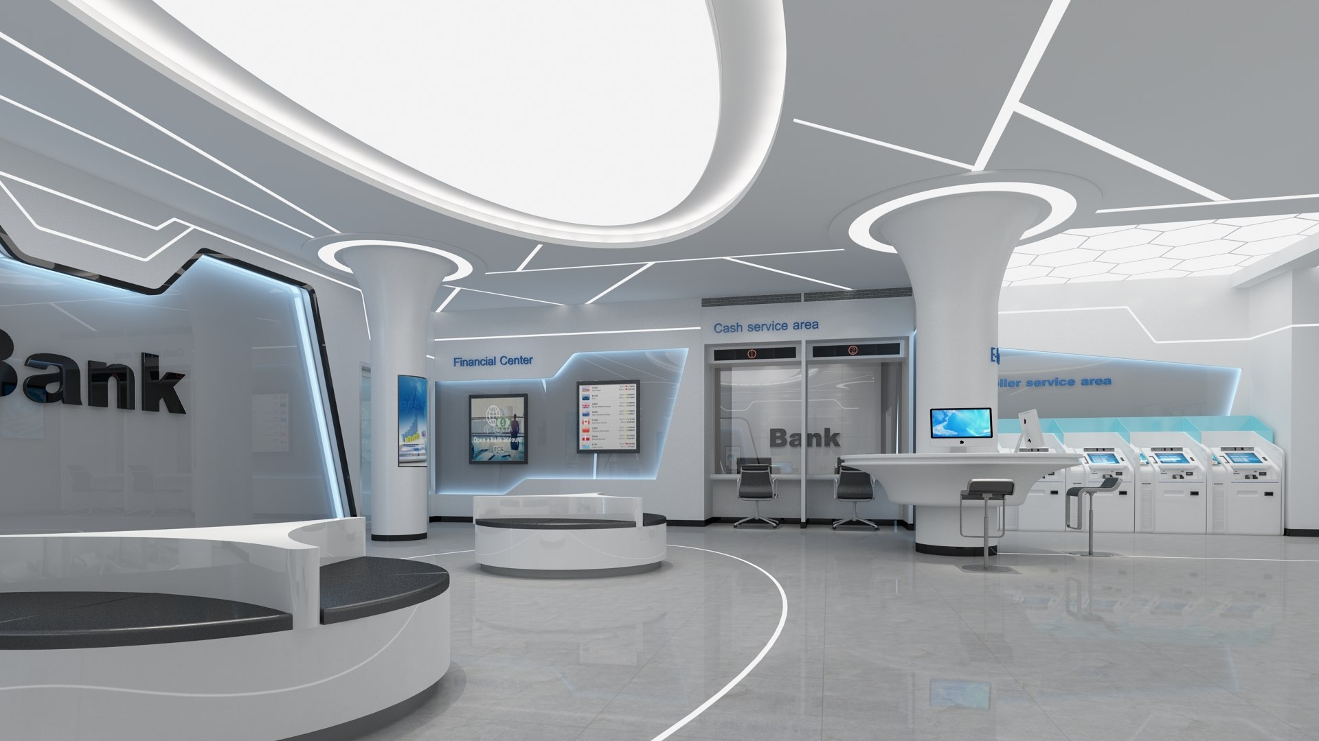 3D Model Bank Lobby 04 - TurboSquid 2111102