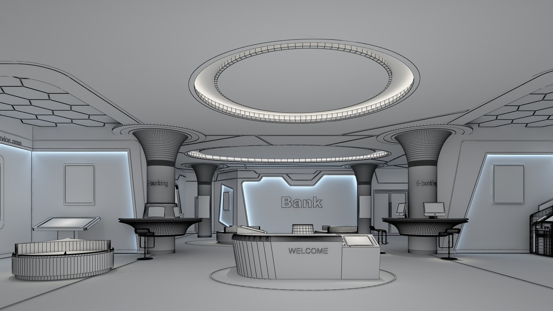 3D Model Bank Lobby 04 - TurboSquid 2111102