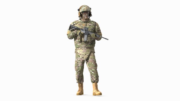 modelo 3d Soldado militar totalmente equipado con piel para caminar de ...