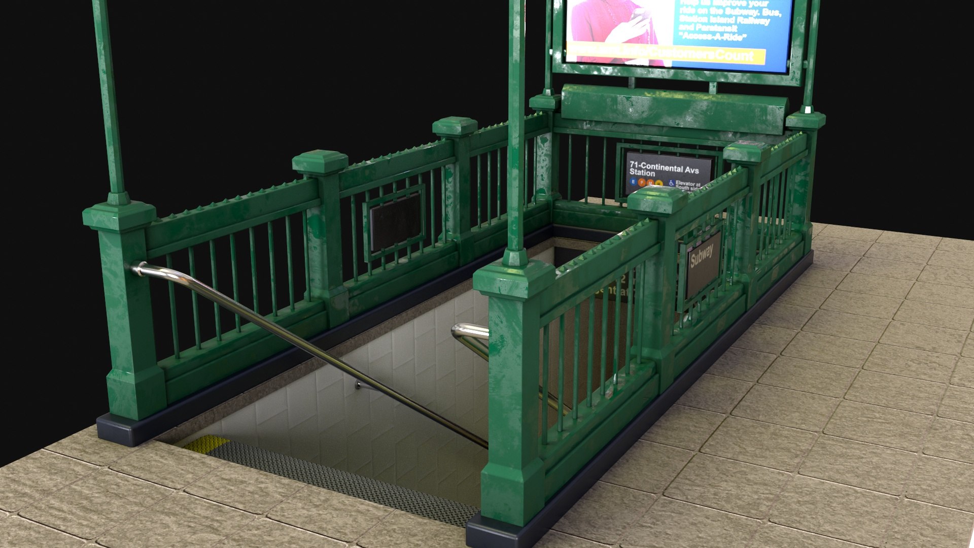 Subway Entrance - Street Props PBR 3D Model - TurboSquid 2001854