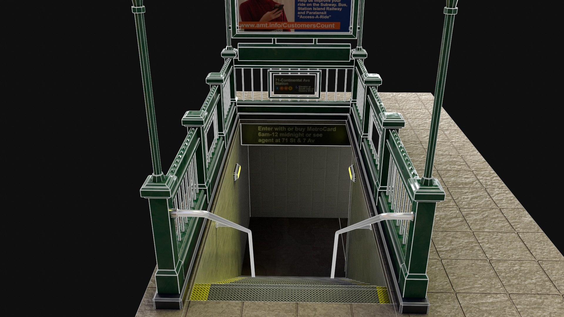 Subway Entrance - Street Props PBR 3D Model - TurboSquid 2001854
