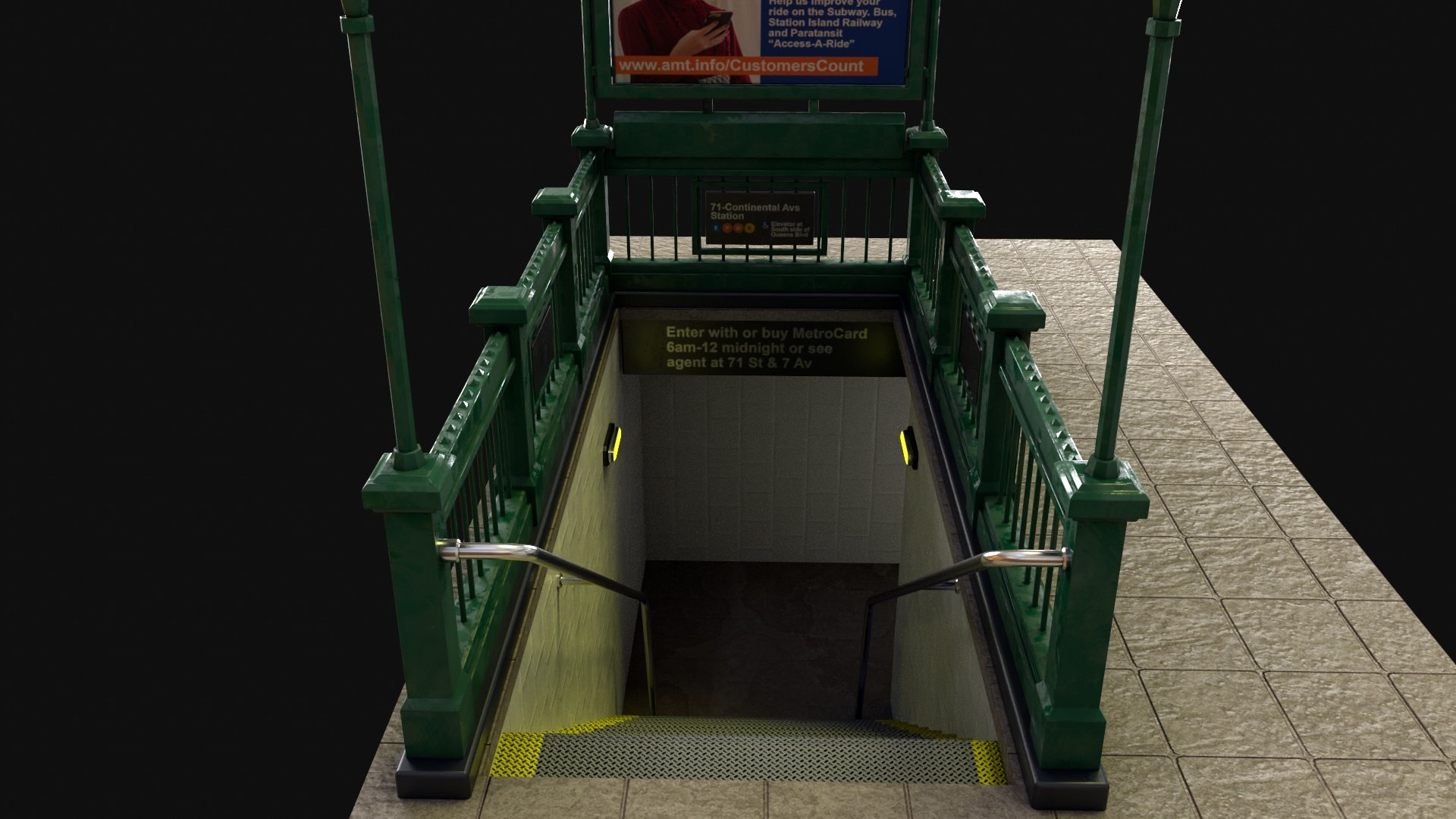 Subway Entrance - Street Props PBR 3D Model - TurboSquid 2001854