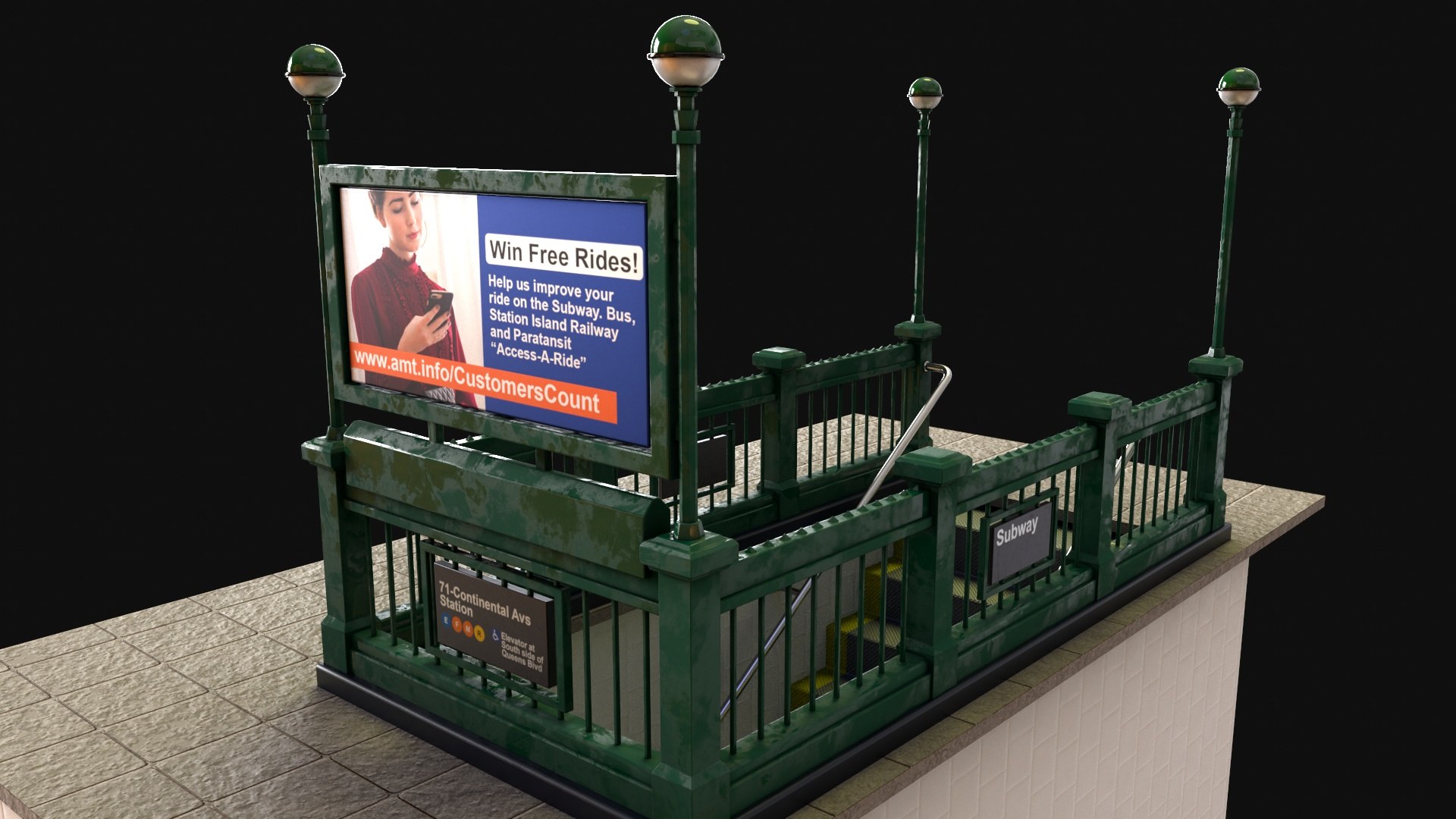 Subway Entrance - Street Props PBR 3D Model - TurboSquid 2001854