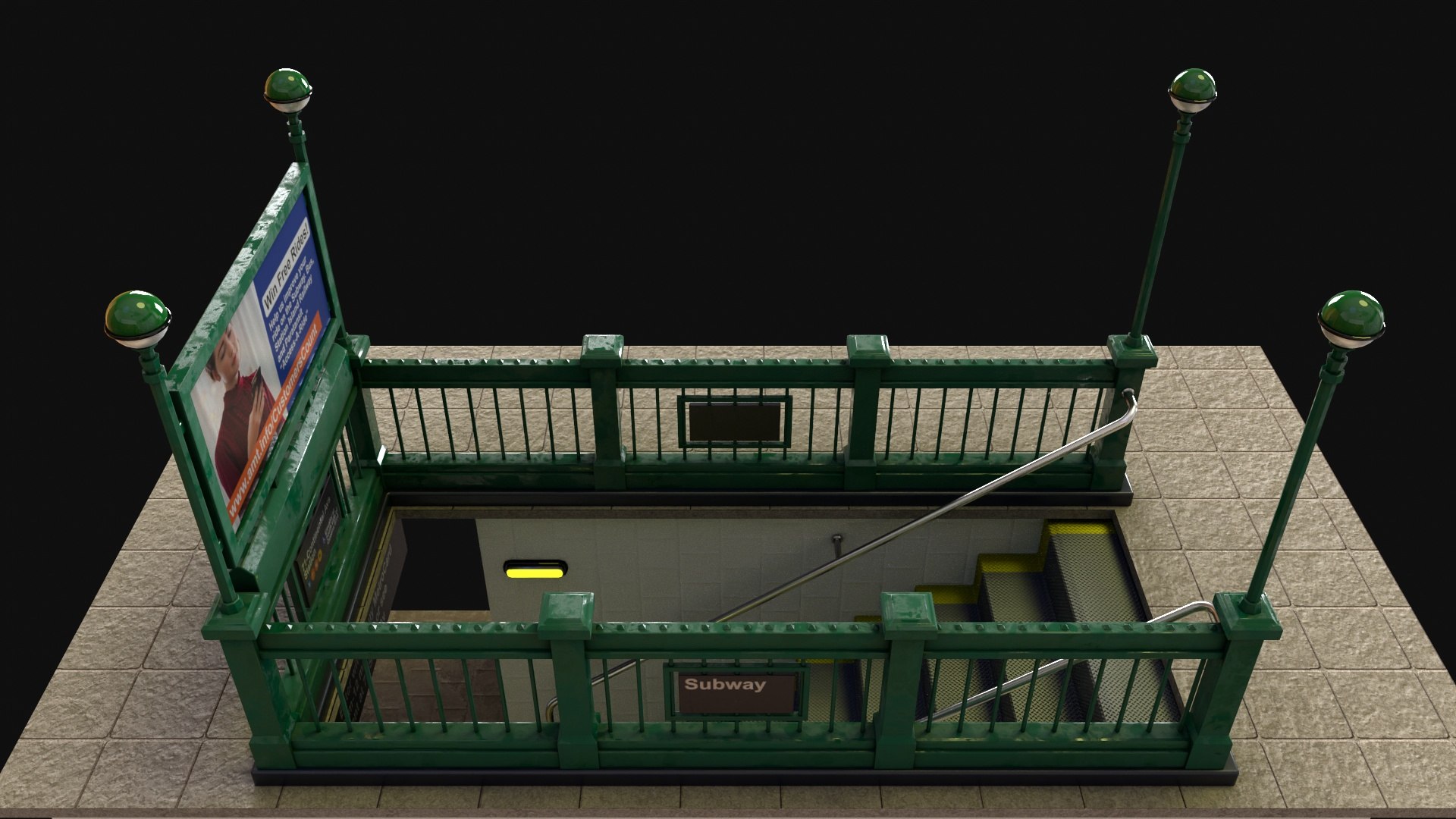 Subway Entrance - Street Props PBR 3D Model - TurboSquid 2001854