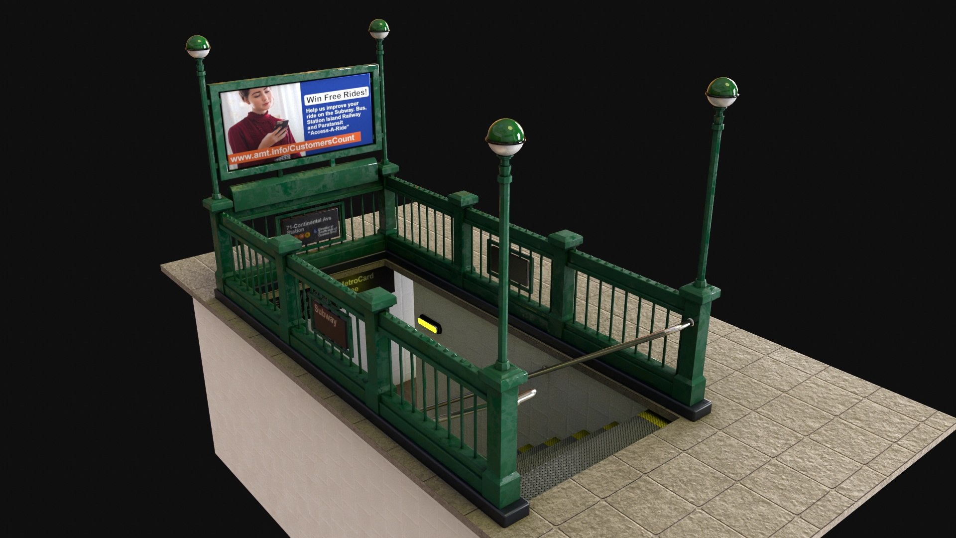 Subway Entrance - Street Props PBR 3D Model - TurboSquid 2001854