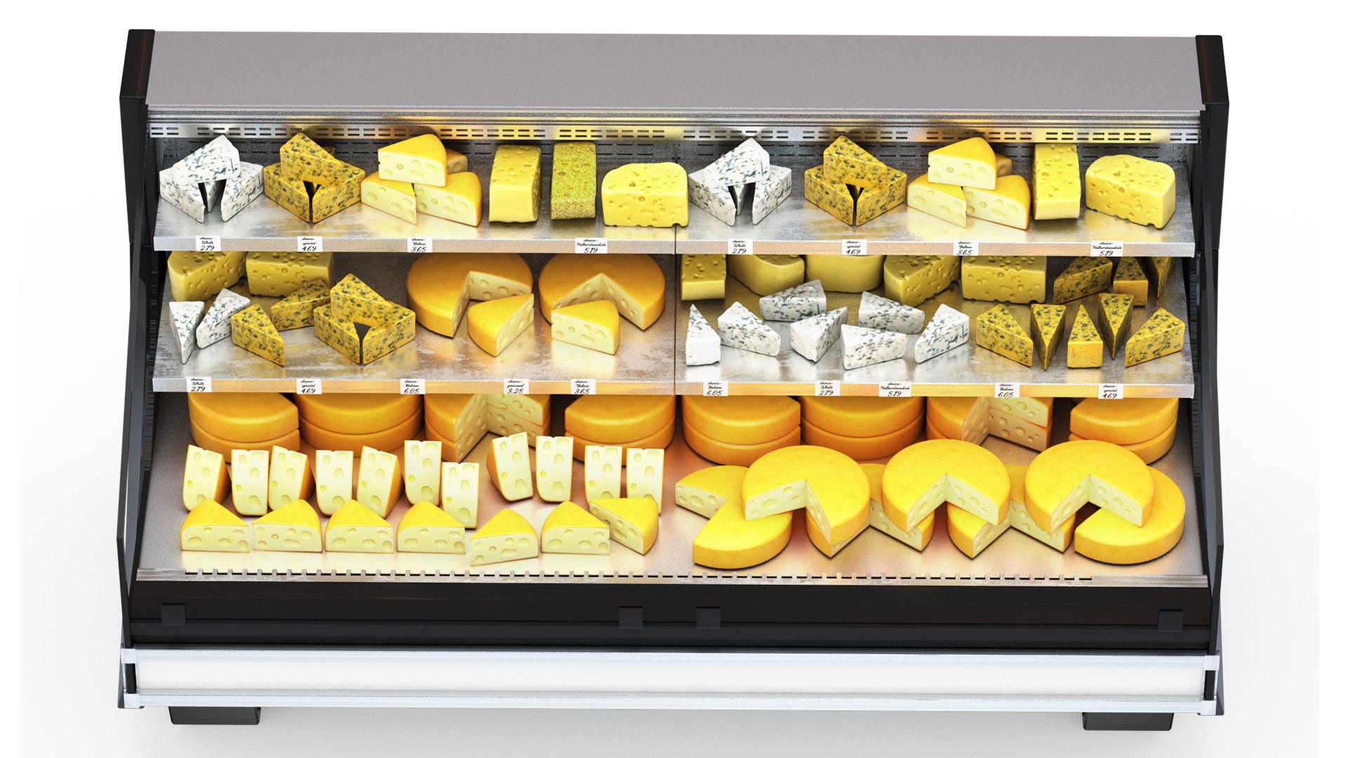 3D Refrigerated Display Case With Cheese Model - TurboSquid 1729558