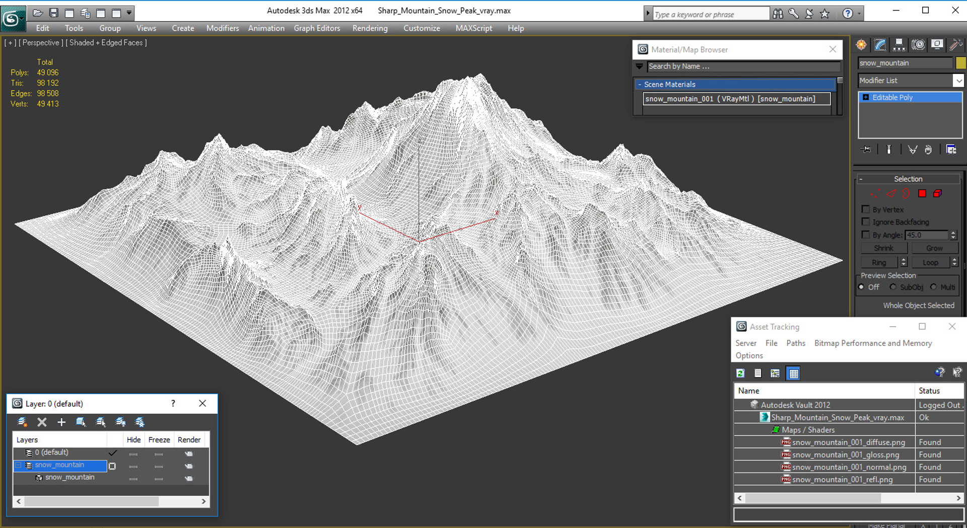 Sharp mountain snow peak model - TurboSquid 1369799