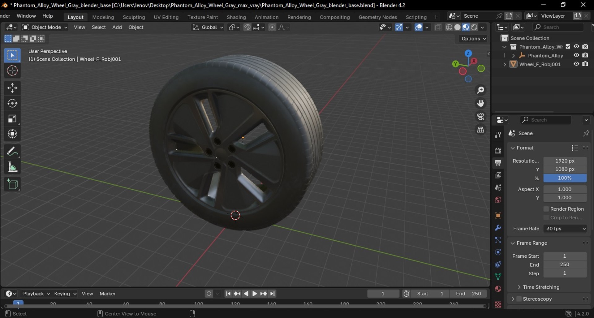 3D Model Phantom Alloy Wheel Gray - TurboSquid 2315147