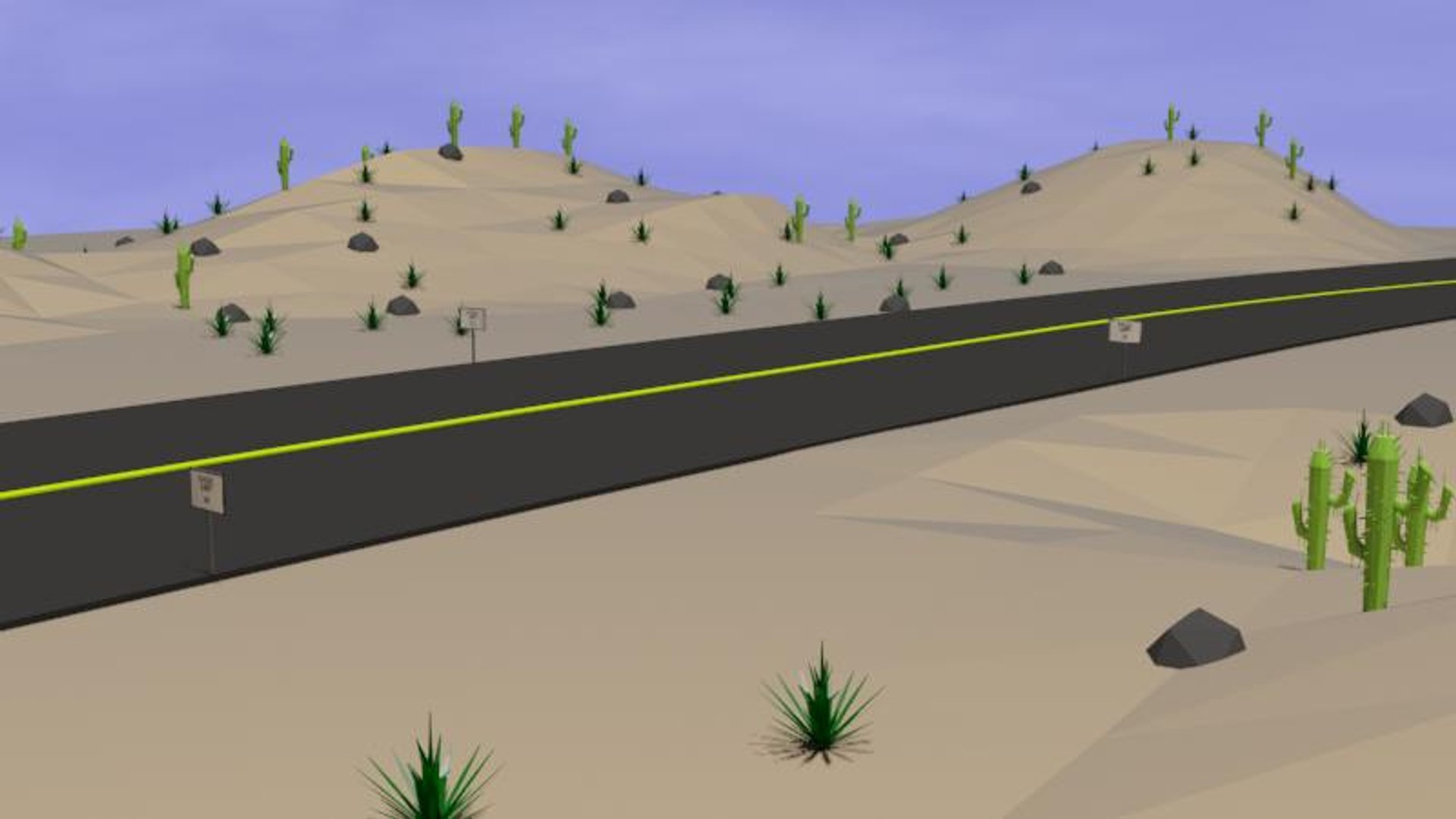 Low Poly Cartoon Desert Road 3D Model - TurboSquid 1718411