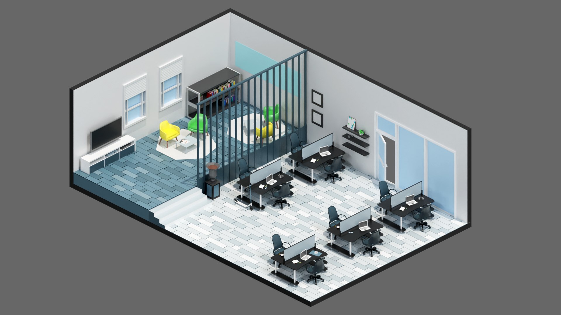 3D model low poly interior 13 Office - TurboSquid 1828266
