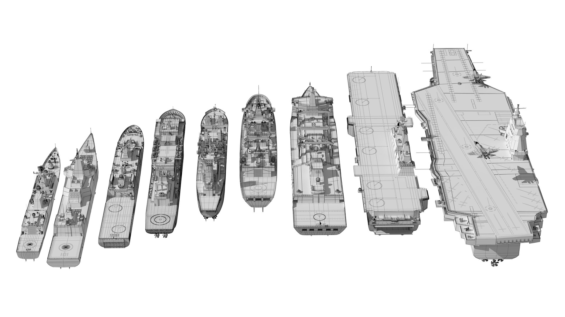 Chinese Navy 003 Aircraft Carrier Fujian New Formation 3D Model ...
