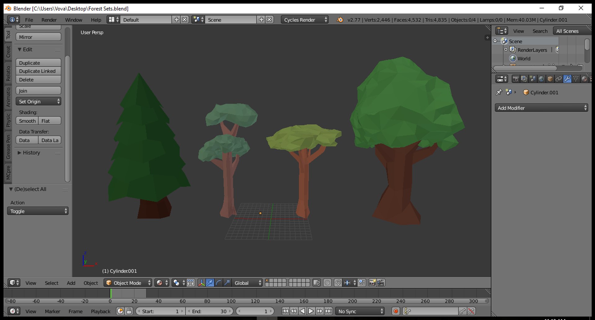 3d Model Of Low-poly Tree Pack