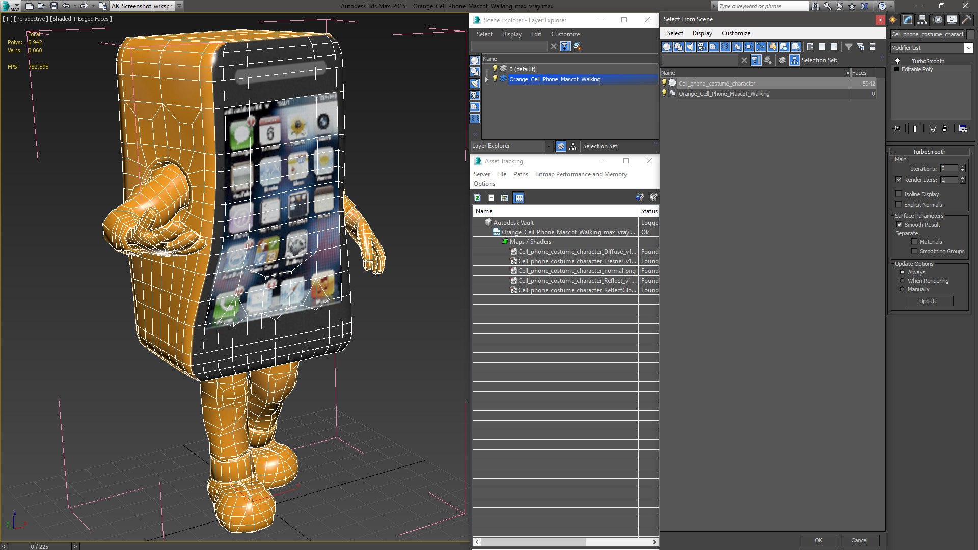 Orange Cell Phone Mascot Walking 3D - TurboSquid 2059218