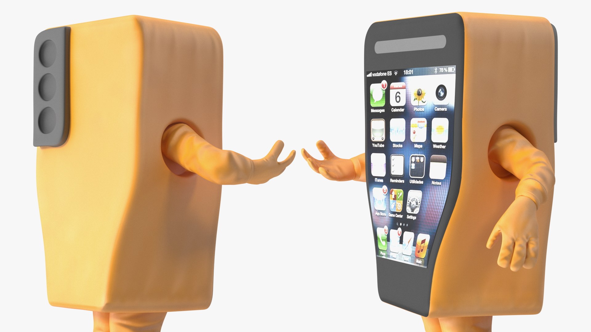 Orange Cell Phone Mascot Walking 3D - TurboSquid 2059218