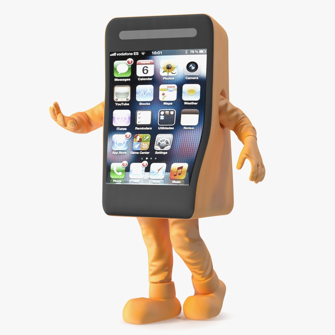 Orange Cell Phone Mascot Walking 3D - TurboSquid 2059218