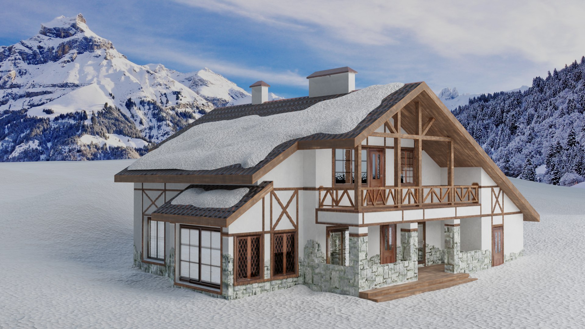 Free Alpine Chalet 3D Model - TurboSquid 1264484